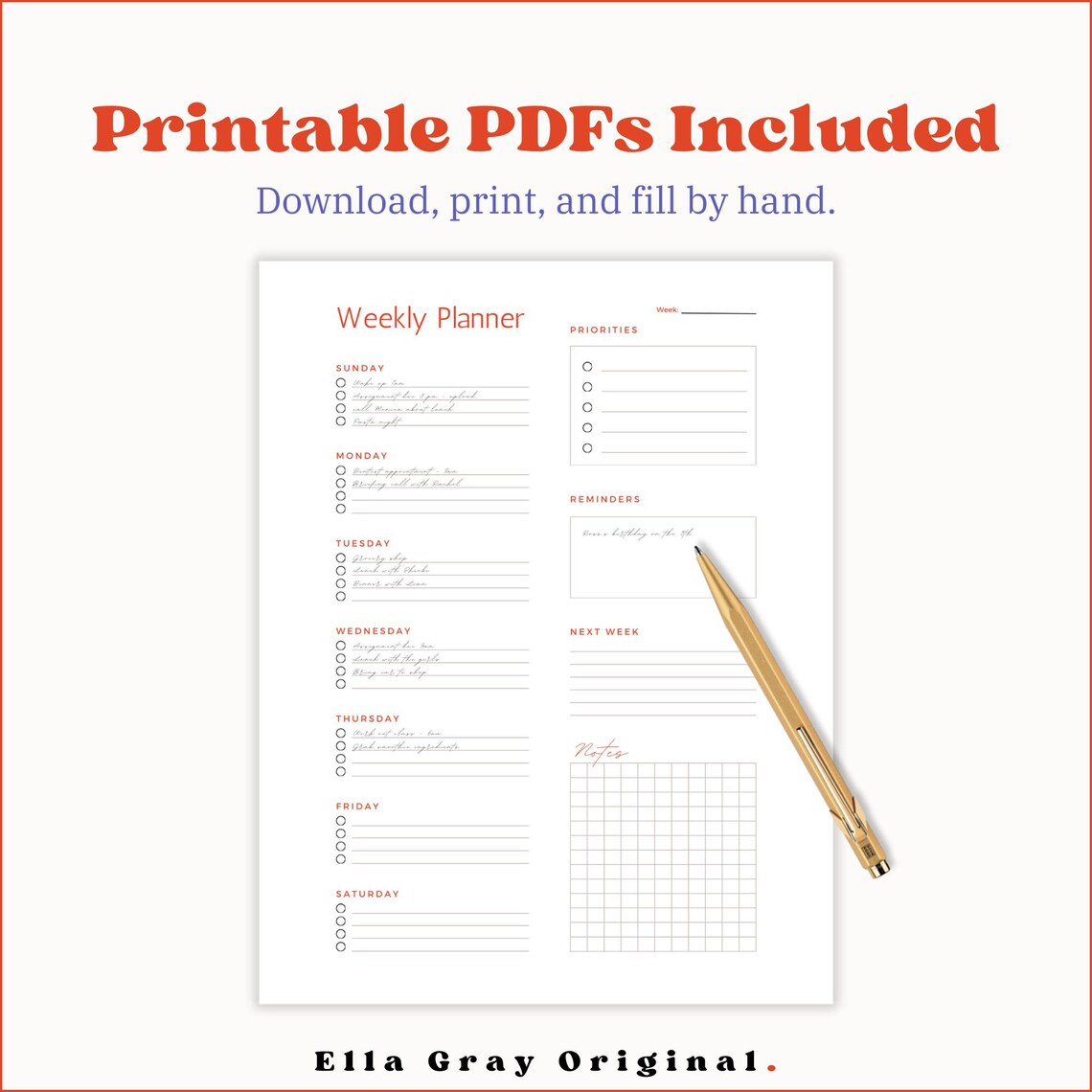 Weekly Agenda Template, to Do List, ADHD Checklist, Daily Planner ...