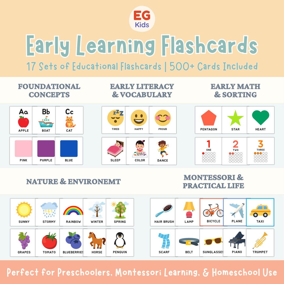 Early Learning Flashcards, Preschool Printable Flashcards, Alphabet ...