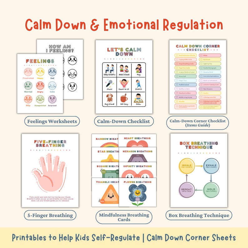 Children Calm Down Toolkit, Kids ADHD Printables, Emotional Regulation ...