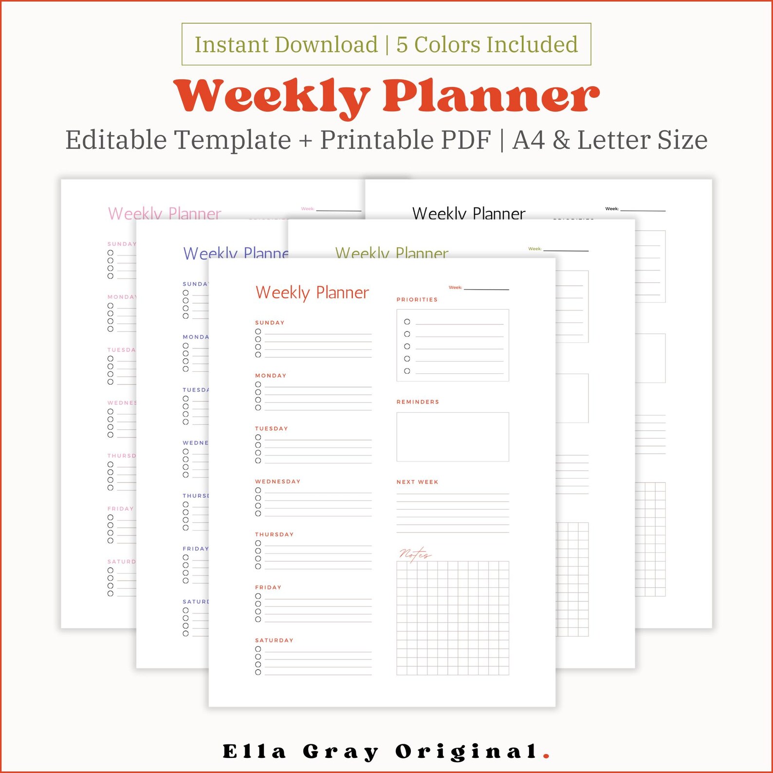 Weekly Agenda Template, to Do List, ADHD Checklist, Daily Planner ...
