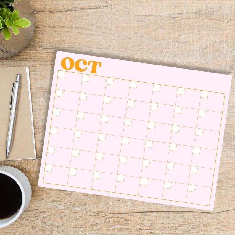 Printable Wall Calendar Undated, Yearly Calendar, Colorful Monthly ...