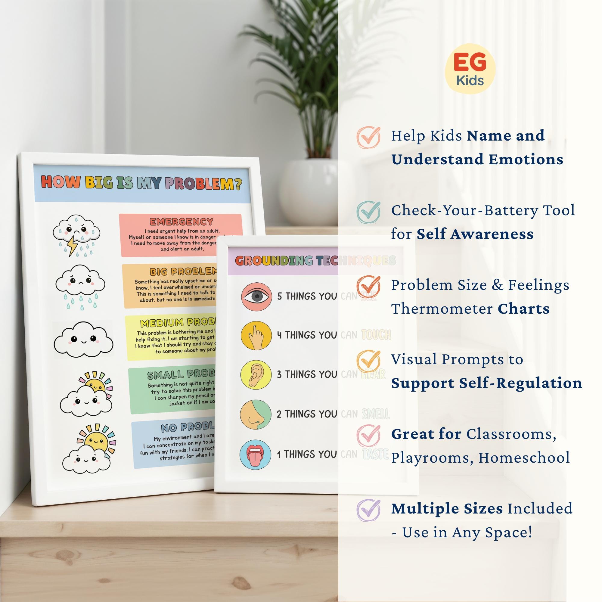 Calm Corner Posters for Kids Printable, Feeling Chart, Emotions Check ...