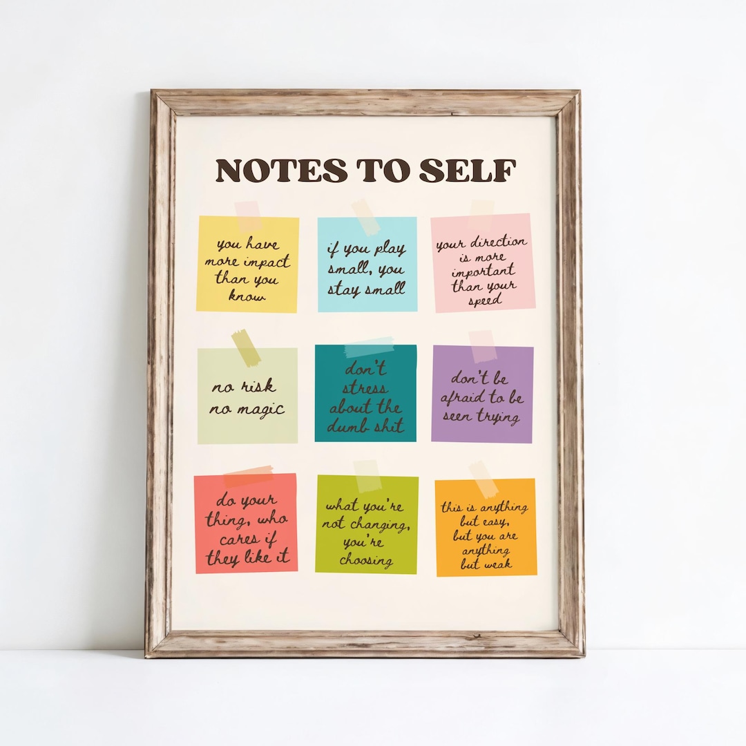 Motivational Notes to Self Wall Art, Empowerment Affirmation Poster for ...