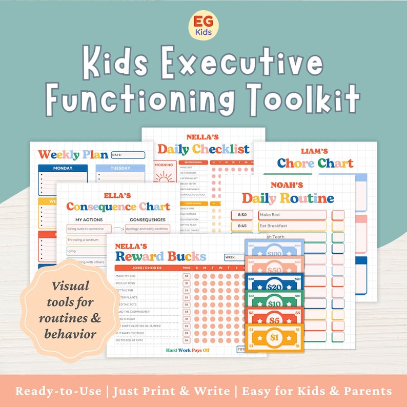 Children Executive Function Bundle, Behavior Rewards Chart, Daily ...