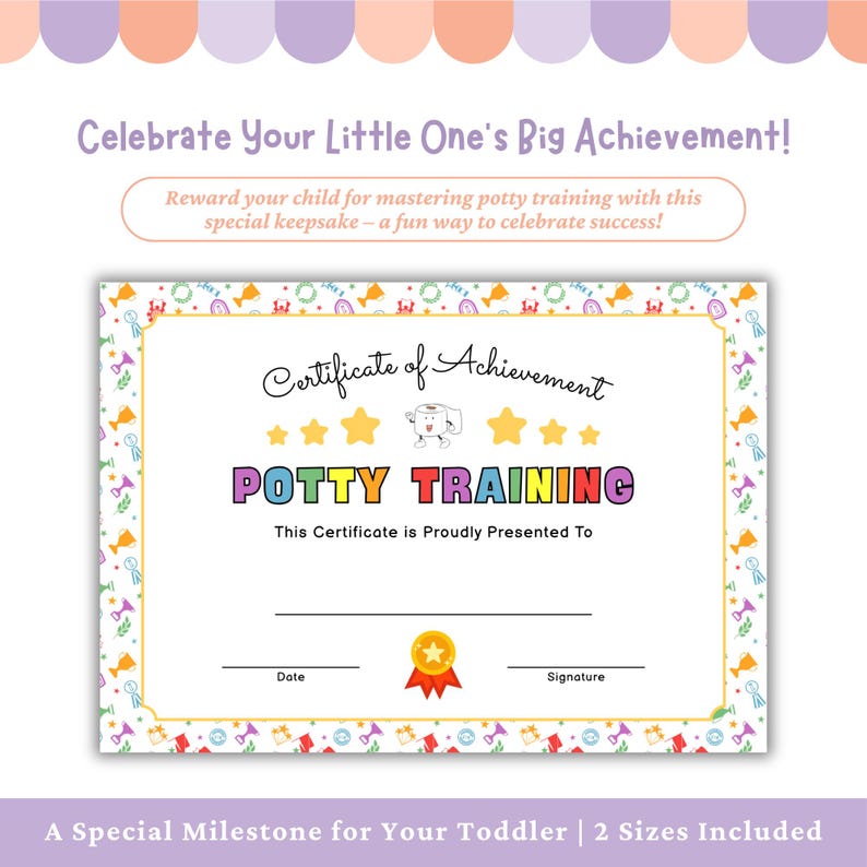 Potty Training Certificate Template, Toddler Potty Training Reward ...