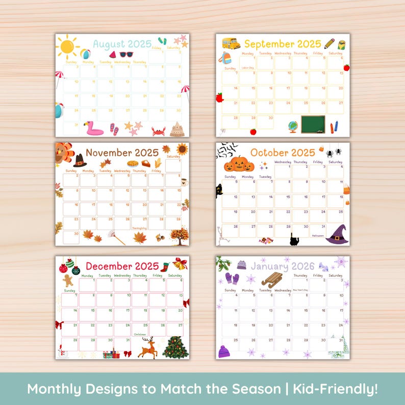 School Year Calendar, 2025 2026 Monthly School Planner, Editable ...