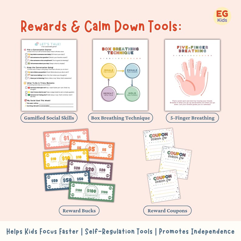 Kids ADHD Printable Toolkit, Child Routine Charts, Good Behavior ...