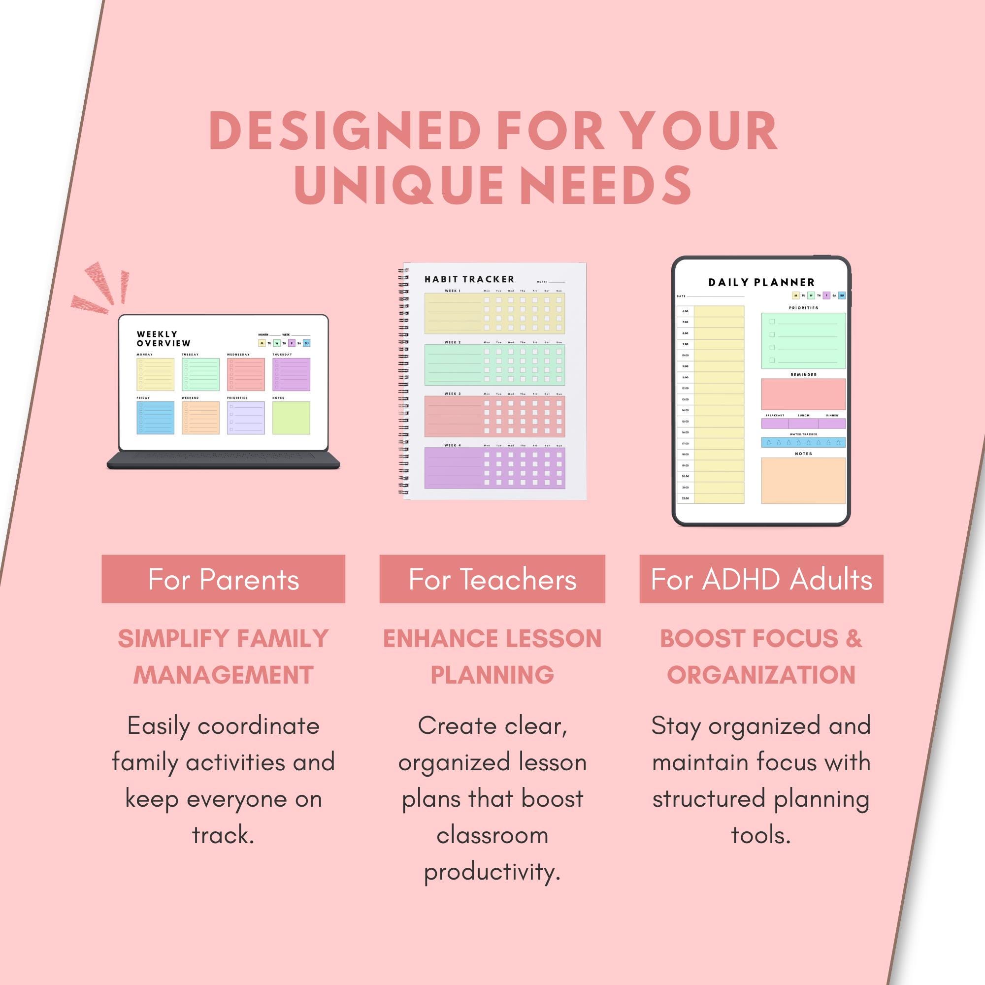 Adult ADHD Planner, Time Management, to Do List, Executive Dysfunction ...