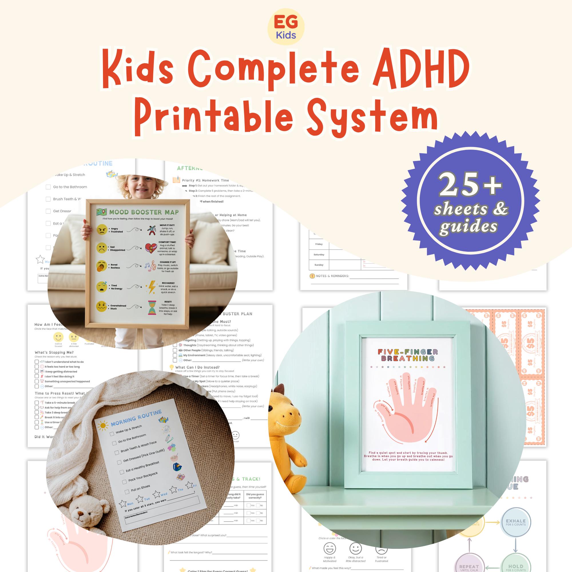 Kids ADHD Printable Toolkit, Child Routine Charts, Good Behavior ...