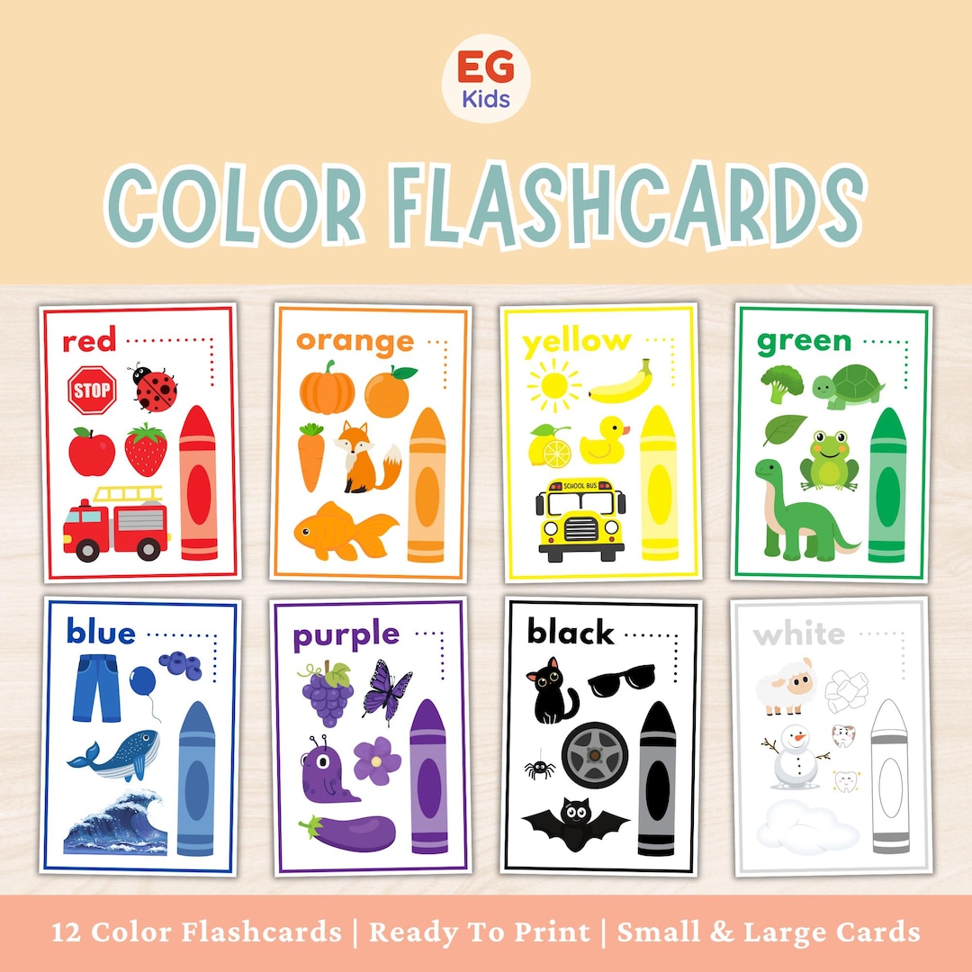 Color Flashcards With Pictures, Toddler Learning Colors Flash Cards ...