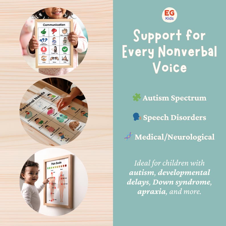 Communication Cards for Nonverbal Kids, Printable Autism Visual Aid ...