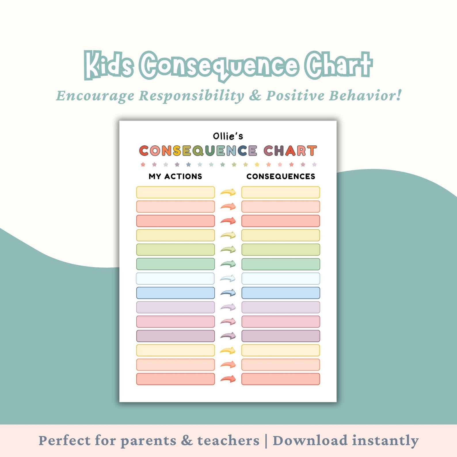 Kids Consequence Chart Printable, Child Behavior Management Discipline ...