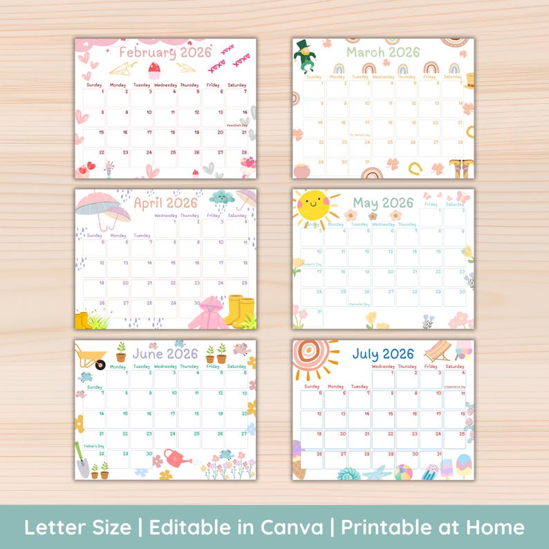 2025 2026 School Year Calendar, Editable Monthly Calendar Template ...