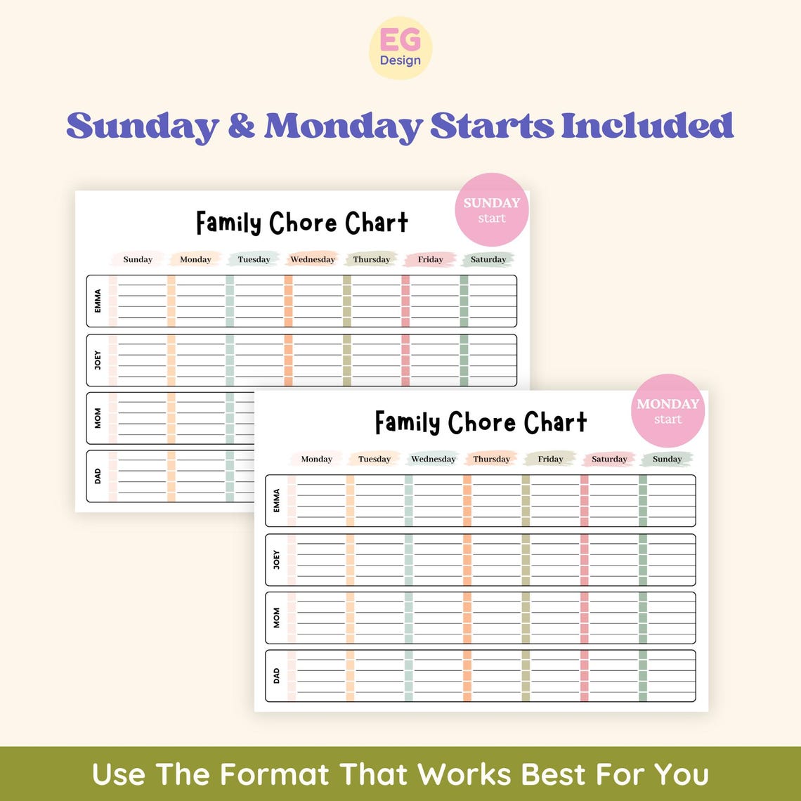 Editable Chore Chart, Printable Weekly Chore Schedule for Family, Kids ...