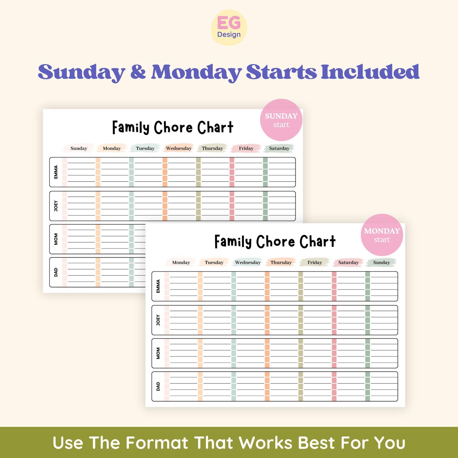 Editable Chore Chart, Printable Weekly Chore Schedule for Family, Kids ...