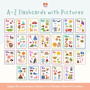 Alphabet Flashcards With Pictures, Toddler ABC Flash Cards, Preschool ...