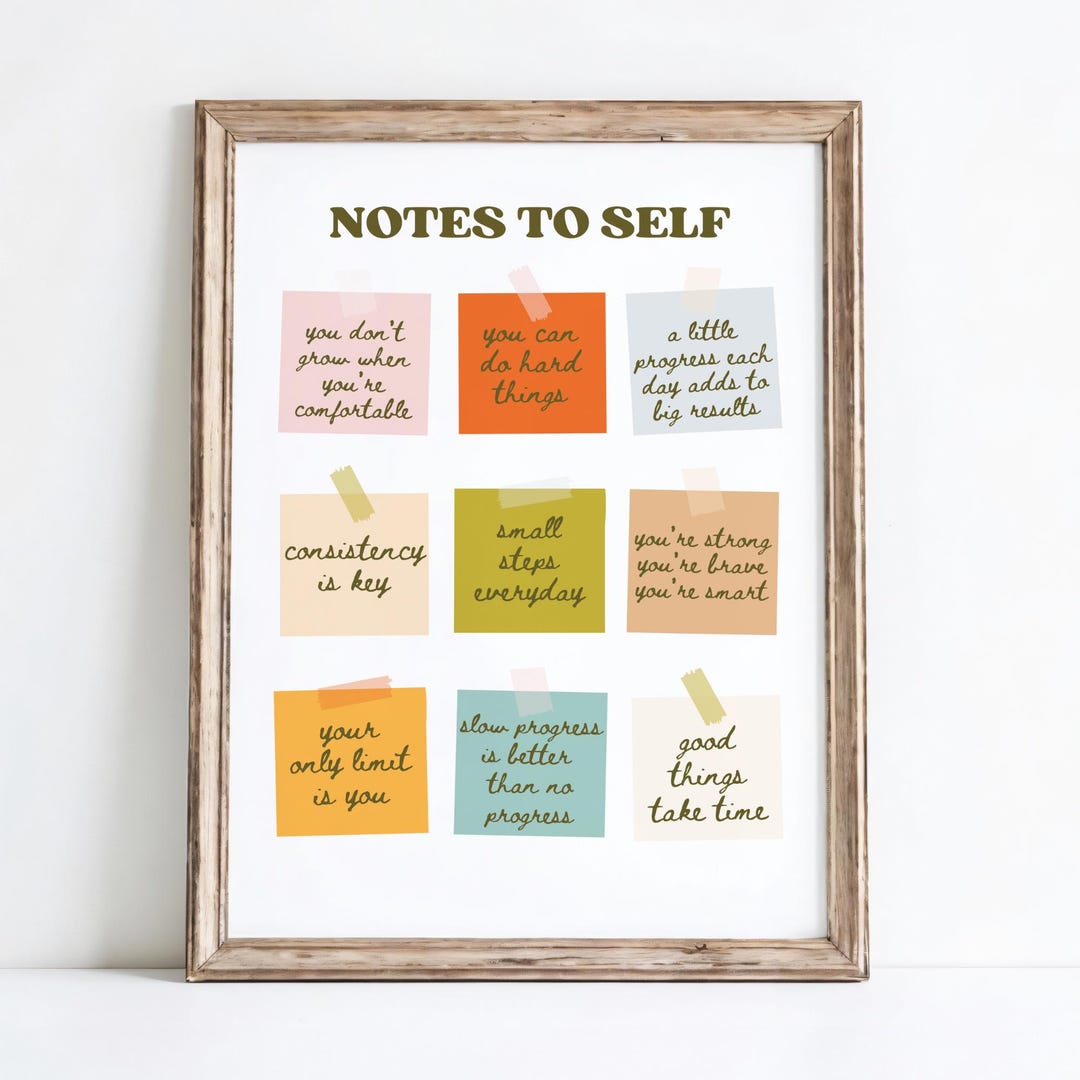 Notes to Self Motivational Quotes Print, Inspirational Artwork ...