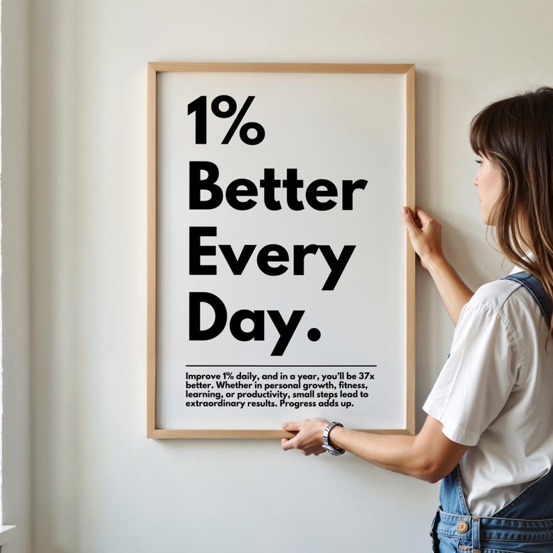 Motivation 1% Better Everyday Print, Inspirational Artwork ...