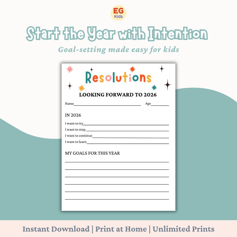 Kids New Years Reflection & Goals Bundle, 2025 Year in Review, 2026 ...
