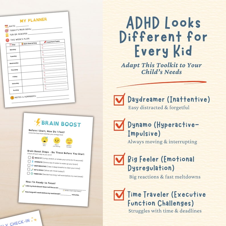 Kids ADHD Printable Toolkit, Child Routine Charts, Good Behavior ...