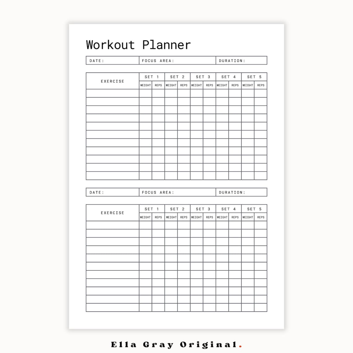 Workout Planner Editable PDF, Printable Fitness Tracker, Home Workout ...