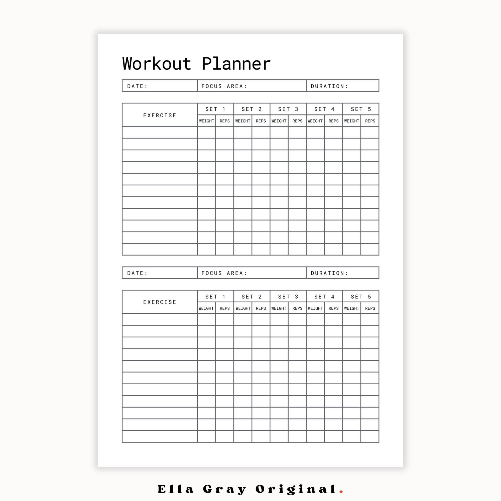 Workout Planner Editable PDF, Printable Fitness Tracker, Home Workout ...
