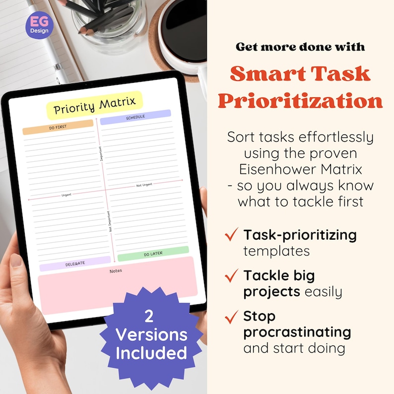 ADHD Priority Matrix Template, Eisenhower Matrix for Task Management, Printable Daily Planner ...