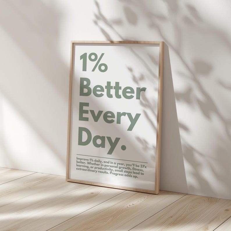 Motivation 1% Better Everyday Print, Inspirational Artwork ...