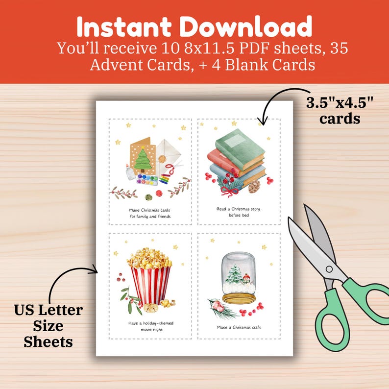 Advent Calendar Activity Cards, Christmas Countdown Family Game ...