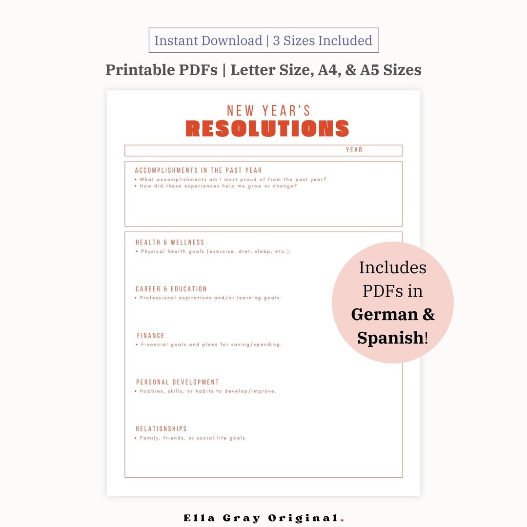 New Years Resolution Printable, Goal Setting, New Year Goals PDF ...