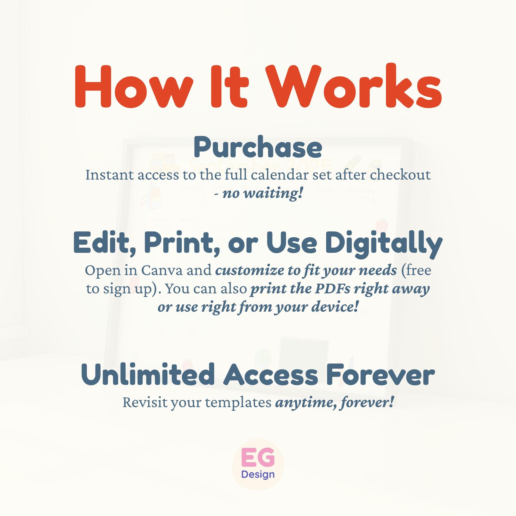 School Year Calendar, 2025 2026 Monthly School Planner, Editable ...