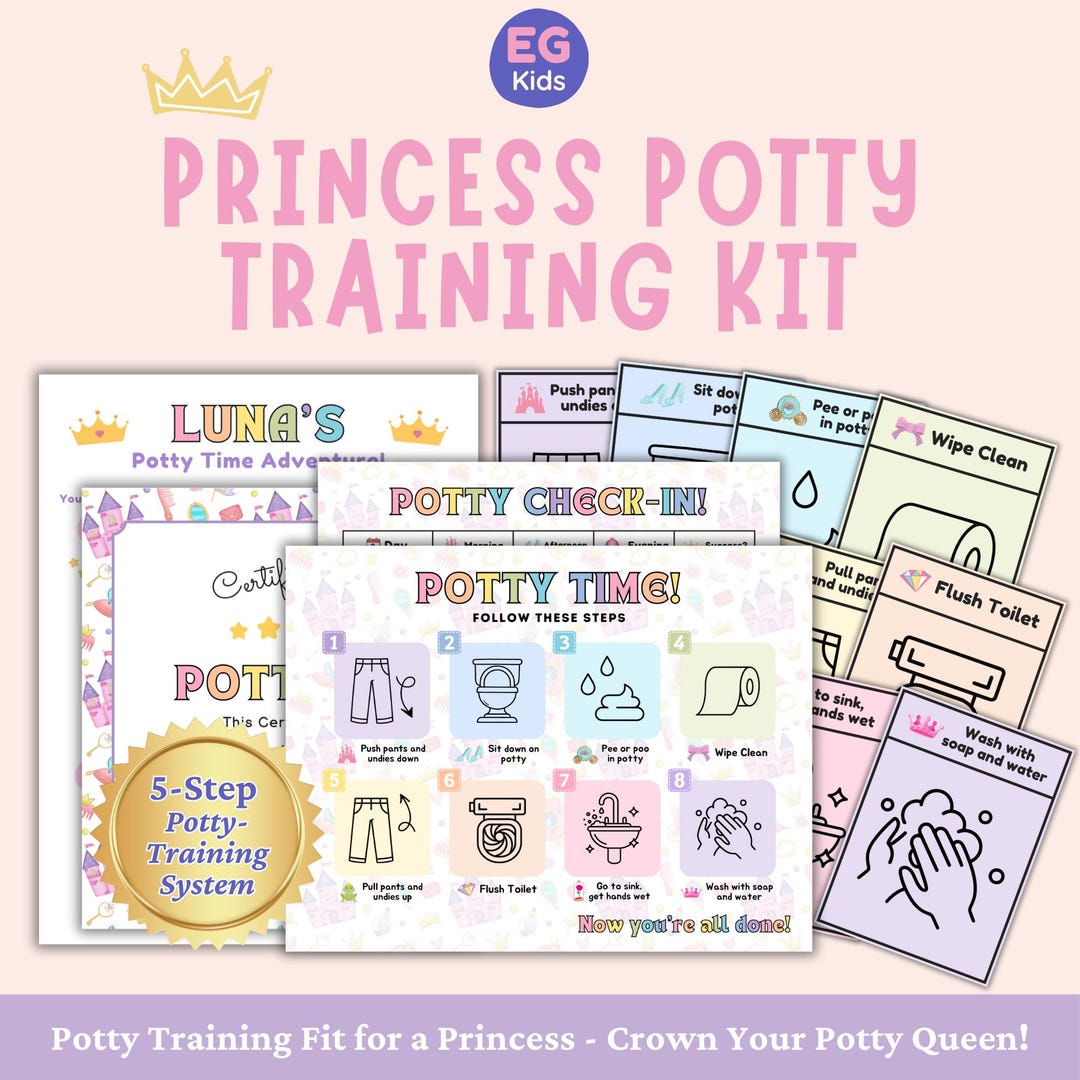Princess Toddler Potty Training Kit Printable, Girl Potty Training ...
