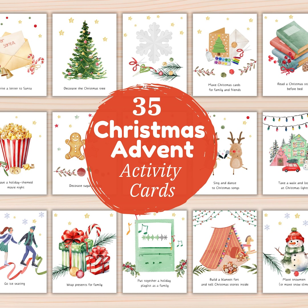 Advent Calendar Activity Cards, Christmas Countdown Family Game ...