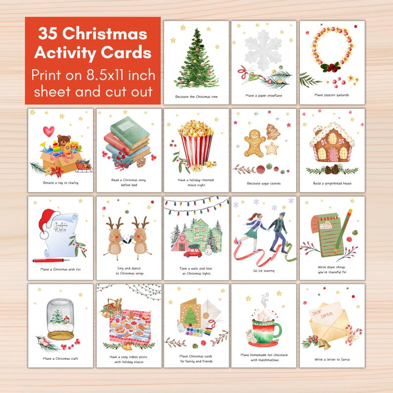 Advent Calendar Activity Cards, Christmas Countdown Family Game ...