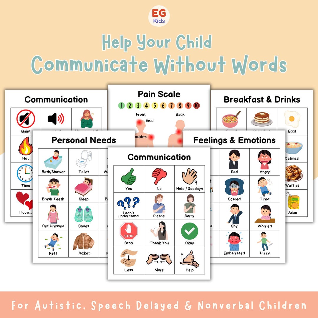 Communication Cards For Nonverbal Kids Printable Autism Visual Aid Communication Cards For Nonverbal Kids Printable Autism Visual Aid