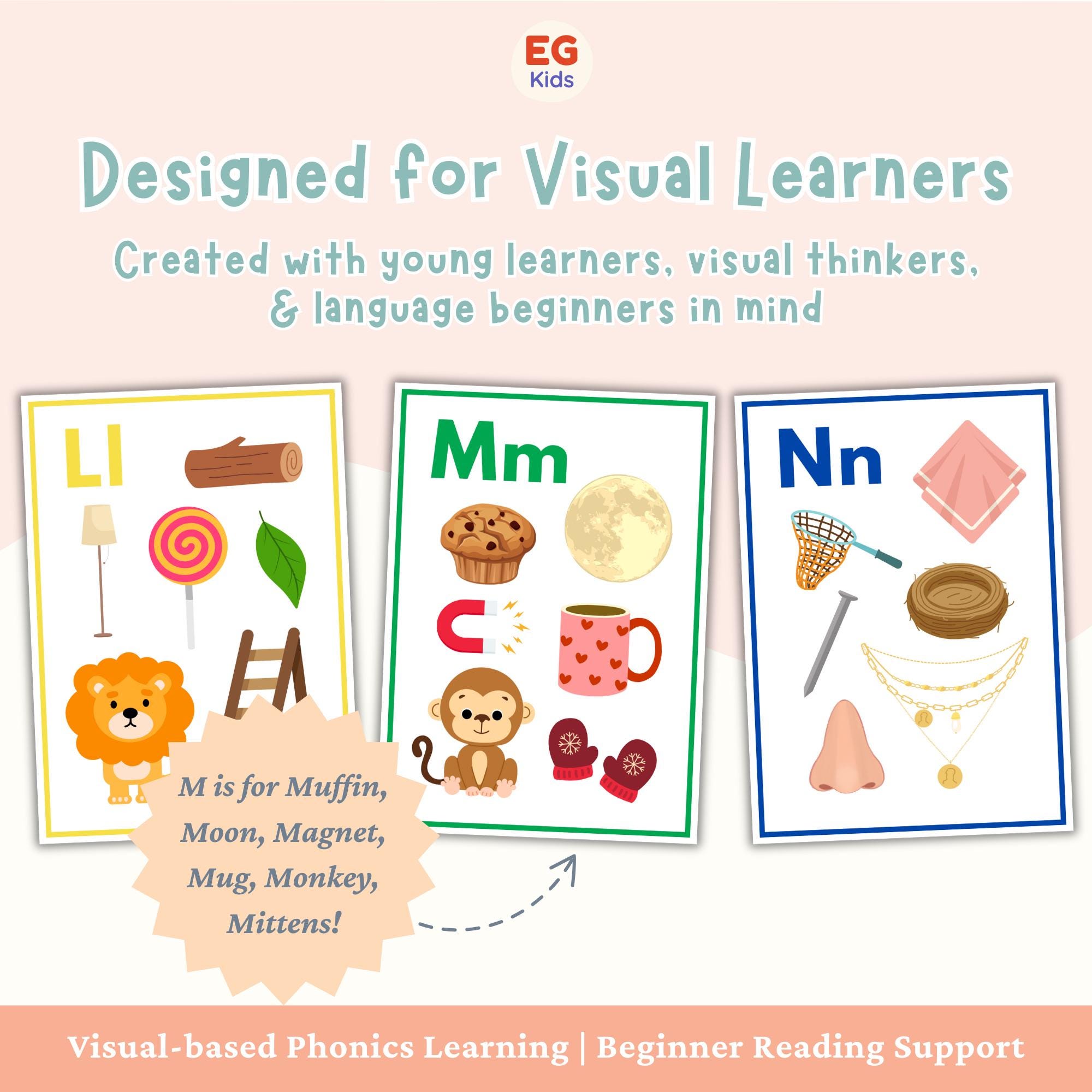 Alphabet Flashcards With Pictures, Toddler ABC Flash Cards, Preschool ...