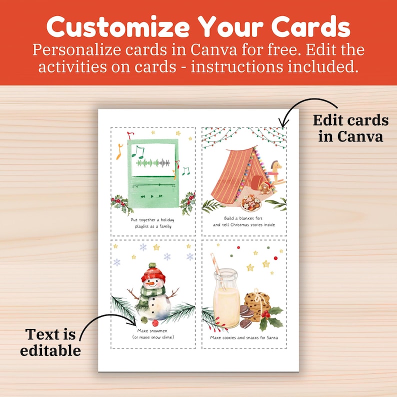 Advent Calendar Activity Cards, Christmas Countdown Family Game ...