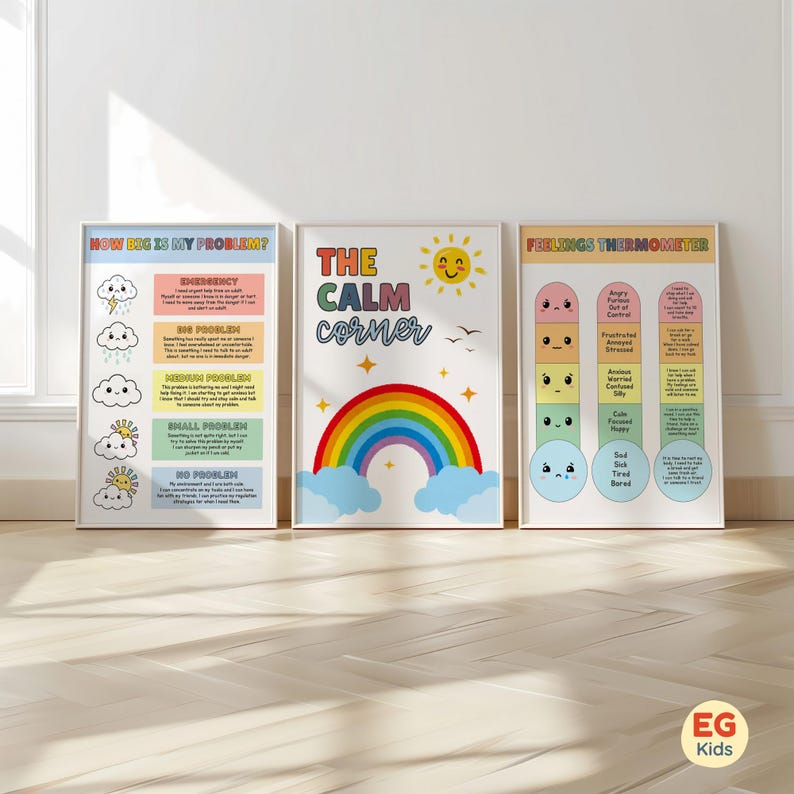 Calm Corner Posters for Kids Printable, Feeling Chart, Emotions Check ...
