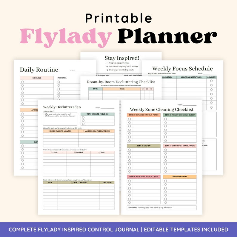 Flylady Control Journal Printable, Editable Cleaning Planner, Daily ...