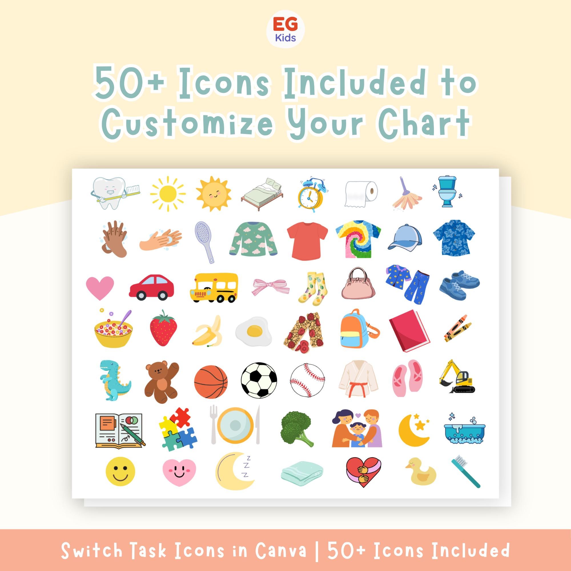 Editable Kids Routine Charts Morning Afternoon Nighttime, Printable ...