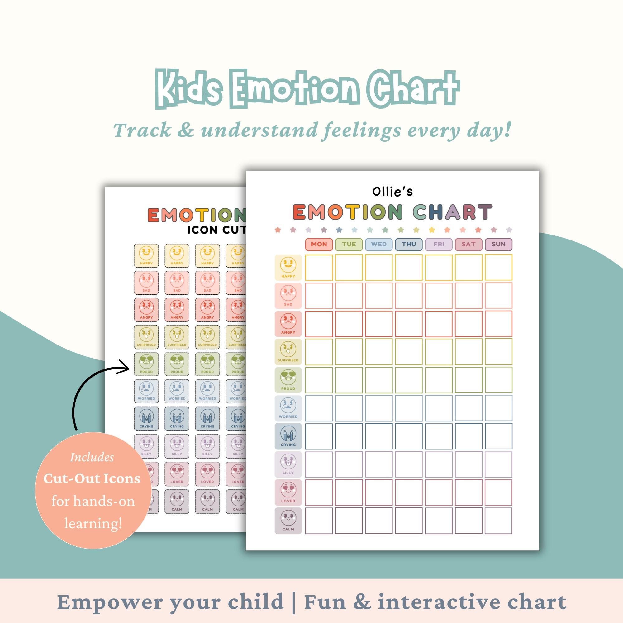 Kids Emotion Chart Printable, Editable Feelings Tracker for Children ...