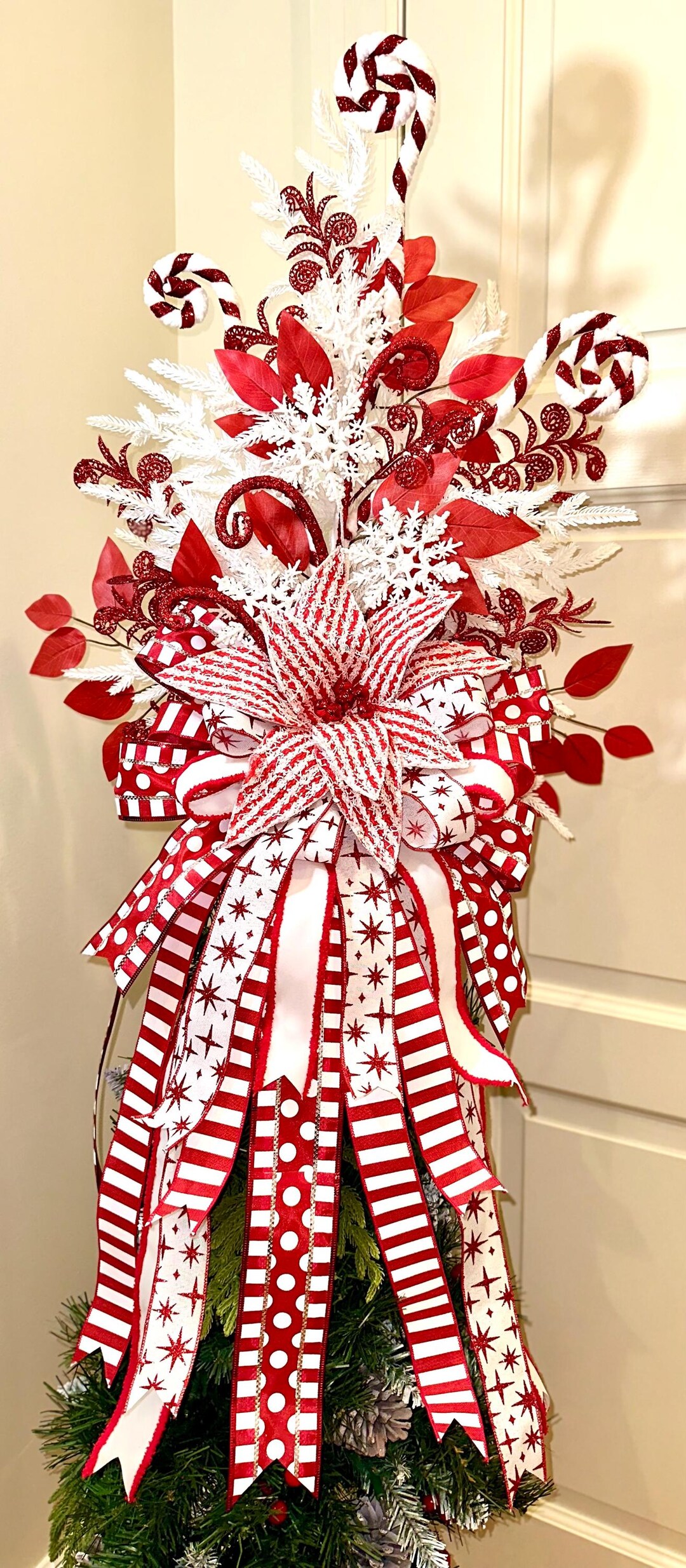 Peppermint Twist Christmas Tree Topper - Etsy