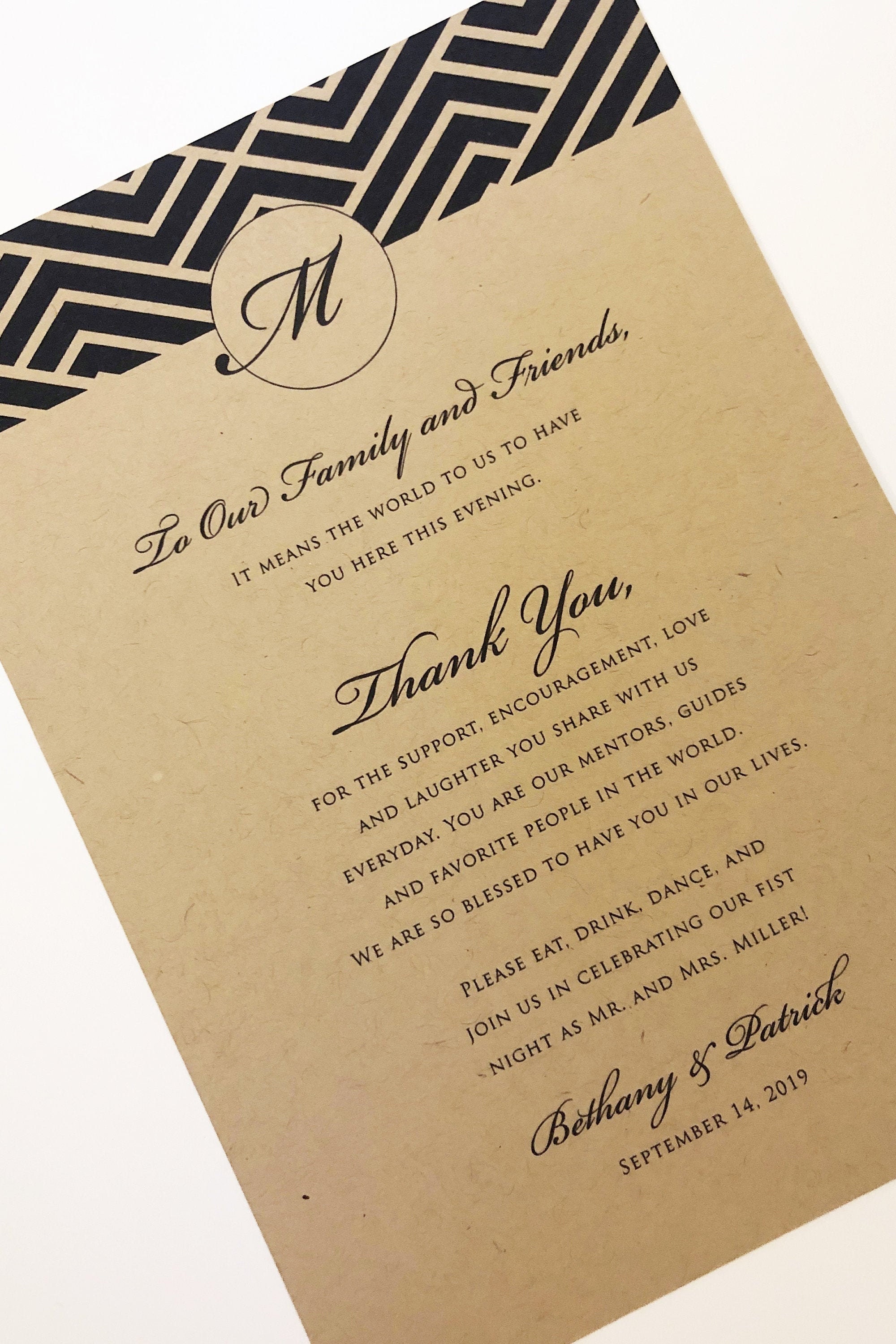 Elegant Black & White Wedding Thank You Cards | Dinner Plate Place ...