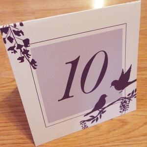 Table Numbers for Wedding or Event, Table Tents - Bird Design - Custom ...