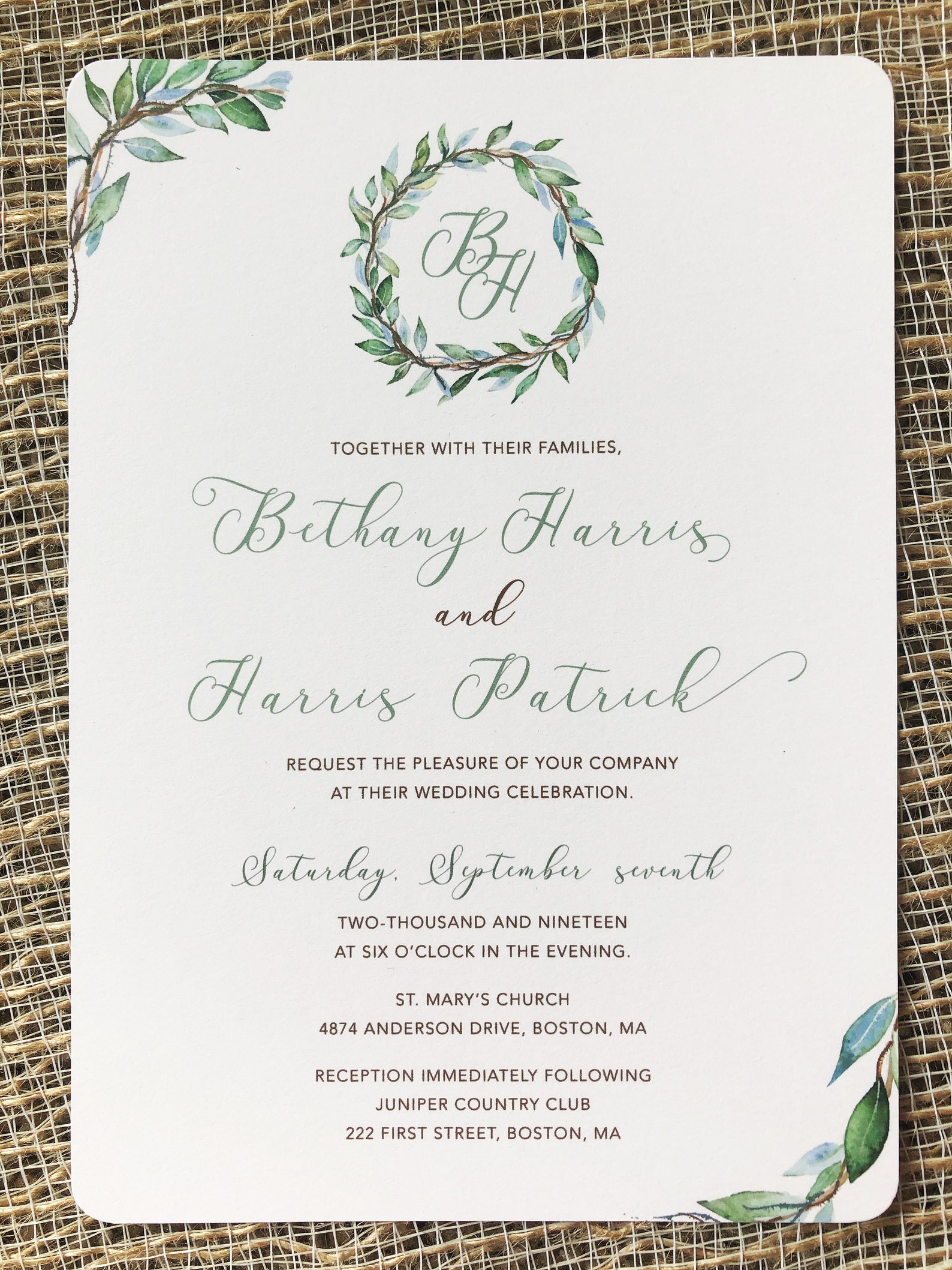 Greenery Wedding Invitation Garden Wedding Invitation Set | Etsy
