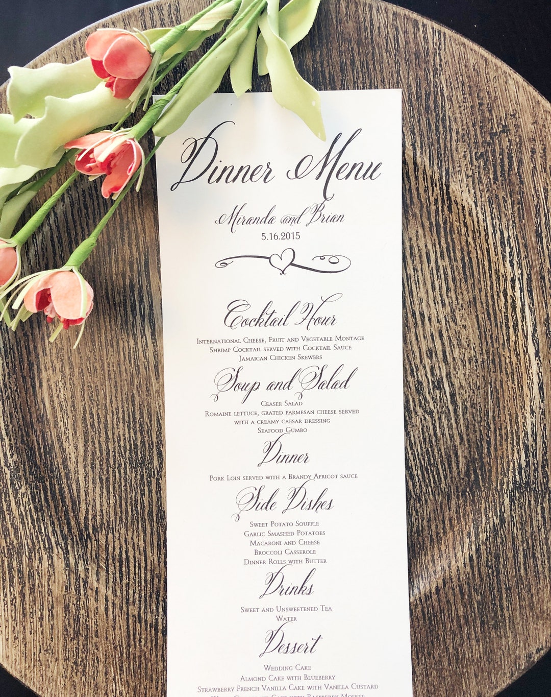 Wedding Dinner Menus, Elegant Dinner Menus, Ivory Script Dinner Menus ...