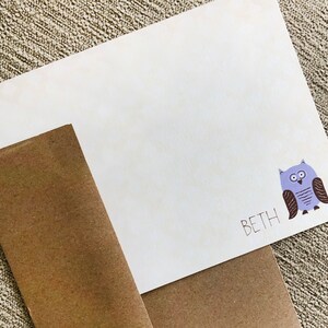 Owl Note Cards, Personalized Owl Note Cards, Flat Note Cards, Owl Gift ...