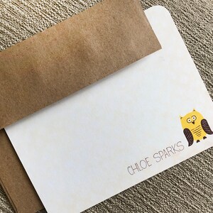Owl Note Cards, Personalized Owl Note Cards, Flat Note Cards, Owl Gift ...
