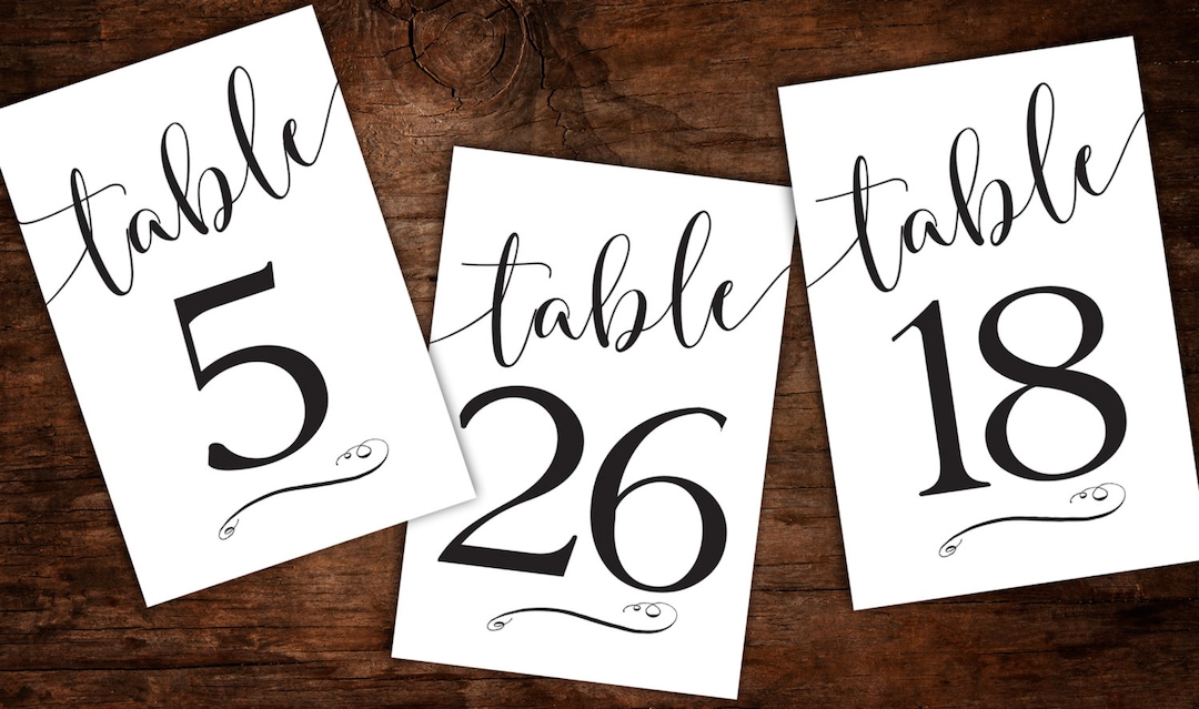 Instant Download Printable Table Numbers 1-30 - Script Calligraphy ...