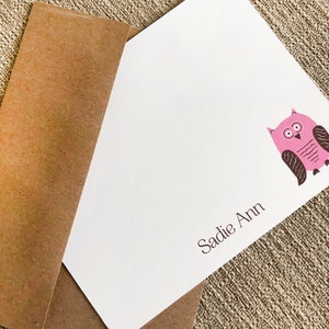 Owl Note Cards, Personalized Owl Note Cards, Flat Note Cards, Owl Gift ...
